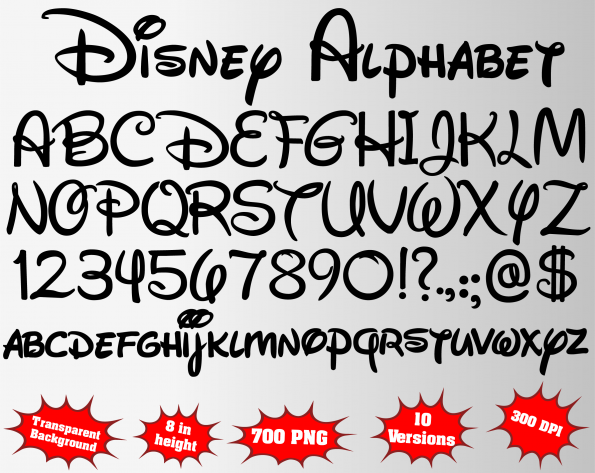 Disney Alphabet, Numbers and Symbols | 700 PNG | 300 dpi | Transparent ...
